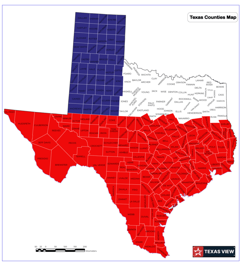Texas Counties Map | Texas View
